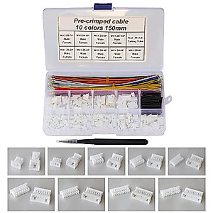 Keszoox MX 1.25mm Male Female Connector Kit and Premium Pre-Crimped Cables Compatible with Molex PicoBlade for Pixhawk Flight Controller Total 240pcs MX1.25 Connectors and 200pcs 28AWG Cable