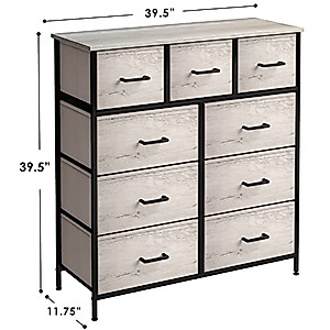 Sorbus Dresser with 9 Faux Wood Drawers - Storage Unit Organizer Chest for Clothes - Bedroom, Hallway, Living Room, Closet, & Dorm Furniture - Steel Frame, Wood Top, & Easy Pull Fabric Bins