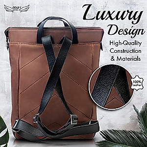ORNA'S LEATHER ART | SWAN Everyday leather backpack for Women. Practical, Stylish and Spacious Women’s Bag. Real Leather in A Chic Backpack And Contemporary Design, (LIGHT BROWN)