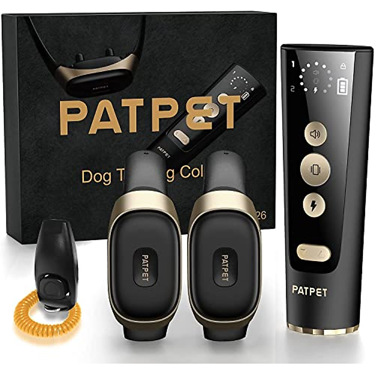 PATPET Dog Training Collar with Remote(2 Packs) - 2000FT Dog Shock Collar Include Rechargeable & IP67 Waterproof E Collar, Beep Vibration Shock Collar for Large Medium Dogs(15-140 lbs)