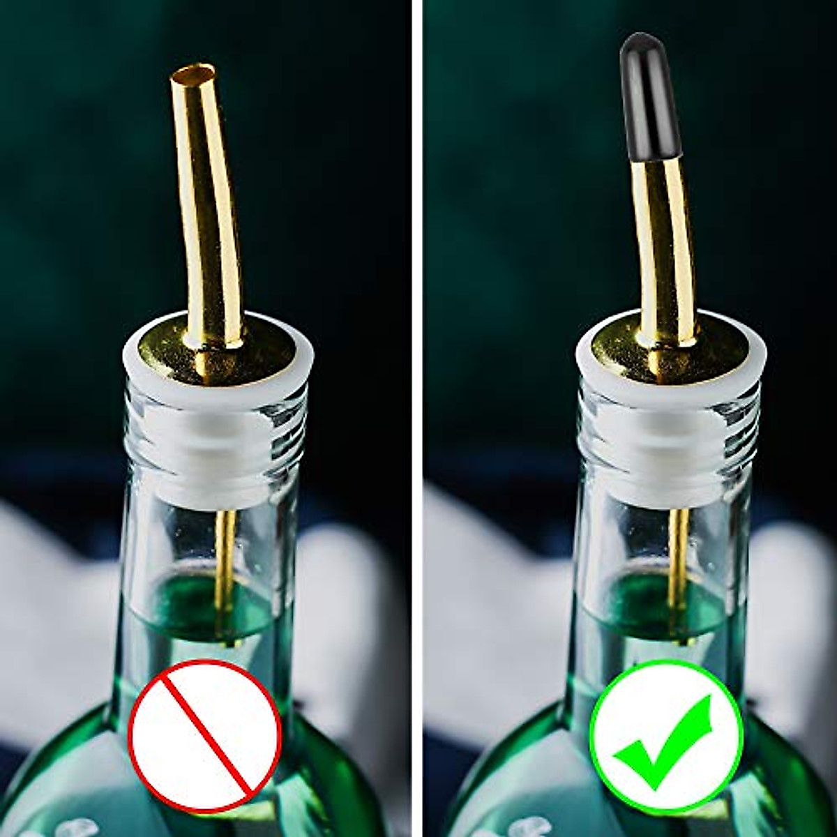 WXJ13 Pack of 200 Pourers Dust Covers with Box, Liquor Bottle Pour Spout Cover Rubber Caps, Black