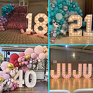JoyBox Design String Lights Marquee Light Up Letters Numbers 3 4 Foot Tall 12FT with 12 Battery Operated LED Bulbs G40 for Indoor Outdoor Party Wedding Christmas Decorations