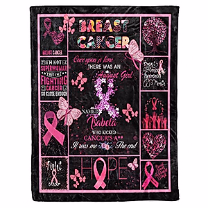 VTH GLOBAL Personalized Custom Breast Cancer Awareness Pink Ribbon Woman Survivor Mom Daughter Aunt Grandma Girl Warrior Birthday Christmas Fleece Sherpa Blanket Bed Throw Size Tapestry Wall Hanging