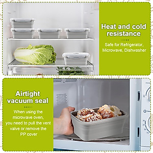 Mifoci Set of 8 Silicone Collapsible Food Storage Containers 17 oz Collapsible Meal Prep Container Square Bowl with Vent Lids, Microwave, Freezer and Dishwasher Safe(Gray)