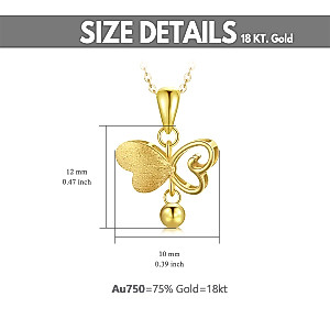 SISGEM Solid 18K Gold Butterfly Necklace for Women, Real Gold Heart Butterfly Pendant Jewelry Anniversary Christmas Gift for Her, Mom, Wife, Girls