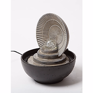 SEINHIJO Indoor Tabletop Water Fountain Zen Cascading Feng Shui Waterfall Home Decor Table Centerpiece Relaxation Gifts with LED Lights Rolling Ball 11 inch