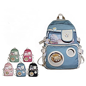 EGEN Kawaii Backpack Back to School Essential Large Capacity Aesthetic Backpack (Blue)