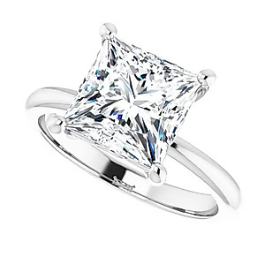 Moissanite Engagement Ring 3 Carat Princess, Handmade 925 Silver, 10K/14K/18K Solid Gold, Solitaire Ring, Bridal Wedding Gifts for Women, Anniversary Ring, VVS1, Colorless (925 Silver (White Gold Plated))