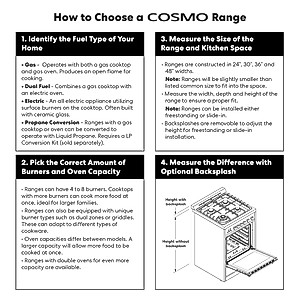 COSMO COS-EPGR244 24 in. Haven Collection 3.73 cu. ft. Gas Range with 4 Sealed Burners, Cast Iron Grates, Convection Oven, Stainless Steel