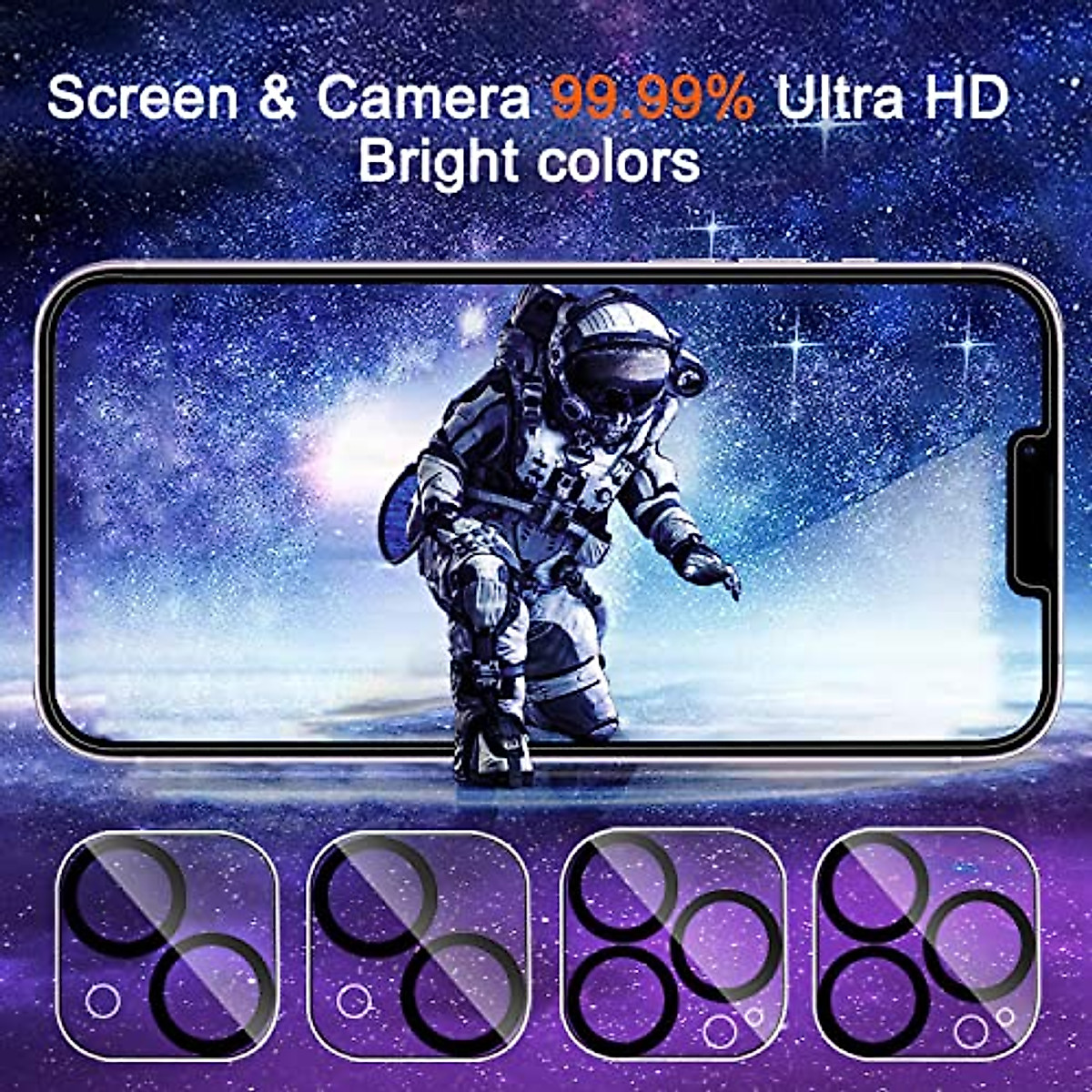 Ferilinso Compatible for iPhone 14 Plus iPhone 13 Pro Max Privacy Screen Protector 2 Pack 9H Anti Spy Tempered Glass with 2 Pack Camera Lens Protector Case Friendly Bubble free accessories