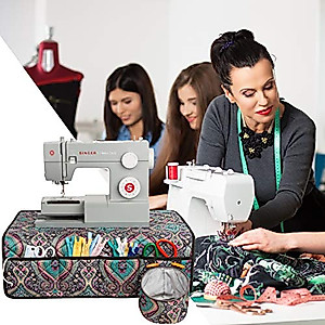 PACMAXI Sewing Machine Pad for Table with Pockets, Sewing Machine Pad Organizer, Pad Organizer for Sewing Machine Accessories, Sewing Machine Mat (Paisley Blue)