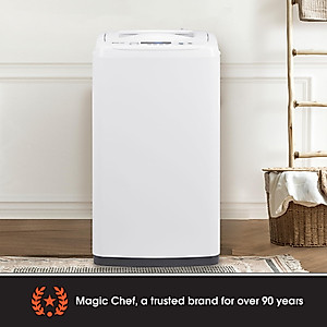 Magic Chef Top Load Compact Washer with LED Display, 6 Cycles, Delay Start Function, 3 Water Levels & 3 Temperature Settings, White, 0.9 Cubic Feet