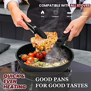 KIKCOIN 20 Pcs Pots and Pans Set Non Stick, Detachable Handle Cookware Sets Nonstick, Non Toxic Induction RV Kitchen Cooking Set with Removable Handles, Dishwasher/Oven Safe, Easy Clean (Black)