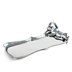 Arthur Court Designs Aluminum Horse Figural Platter Food Serving Tray Equestrian Polo Theme Metal Artisan Quality Hand Polished Tarnish-Free 18.5 inch x 14 inch Tall