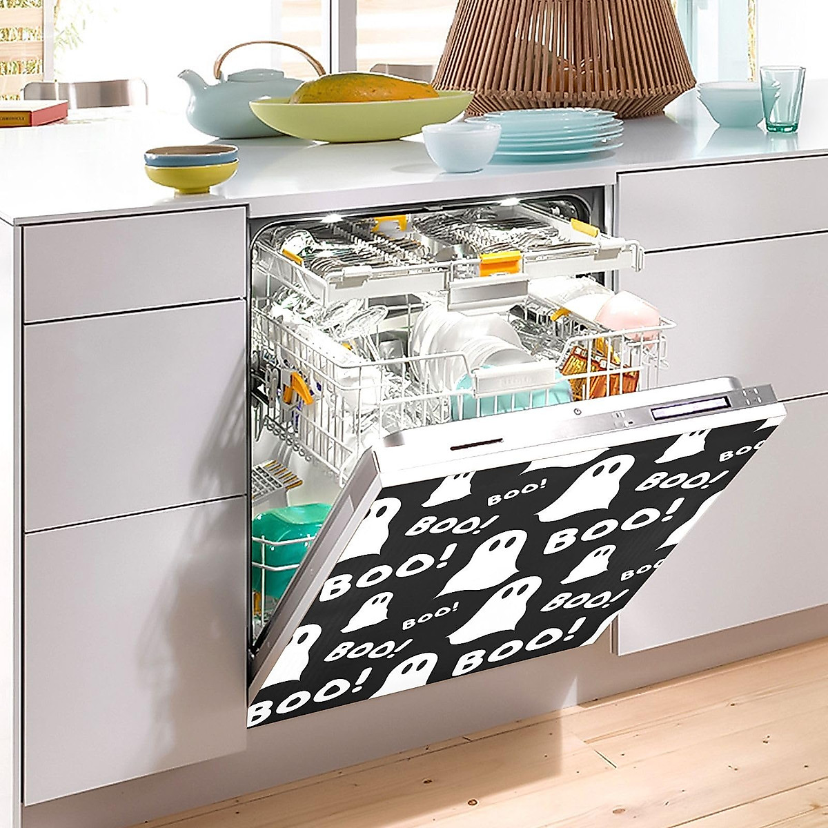 Halloween Boo Ghosts Dishwasher Magnet Cover Decorative Magnetic Sticker Refrigerator Panel Door Decal for Kitchen Home Cabinet 23" W * 26" H