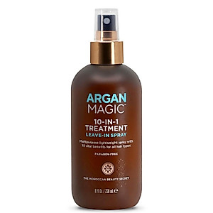 Argan Magic 10 in 1 Hair Treatment & Stylizing Multipurpose Leave in Spray for all Hair Types | Made in USA | Paraben Free | Cruelty Free (8 oz)
