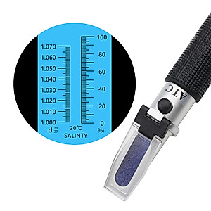 LOXGO Handheld Salinity Refractometer For Aquarium 0 To Salinometer Portable SeaWater Concentration Tester Meter ATC Handheld Salinity Refractometer