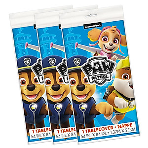 Unique Paw Patrol Birthday Decorations - Rectangular Plastic Tablecloth (Pack of 3) & Sticker