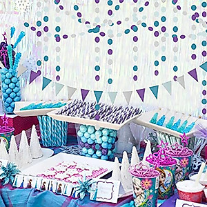 Purple-Blue Silver Frozen-Christmas Party-Decorations Streamers - 52Ft Winter Girl Birthday New Year Paper Garland Hanging Banner,Wonderland Mermaid Baby Shower Wedding Supplies Decor Lasting Surprise
