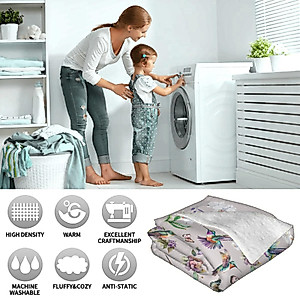 Hummingbird Throw Blanket Butterfly Hummingbirds Theme Blanket for Women Girls Hummingbird Gifts for Bird Lovers Bird Flower Blanket for Couch Bed Outdoor 40"x50"for Kids/Child