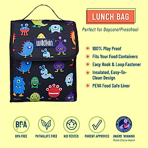 Wildkin 15 Inch Kids Backpack Bundle with Lunch Bag (Monsters)