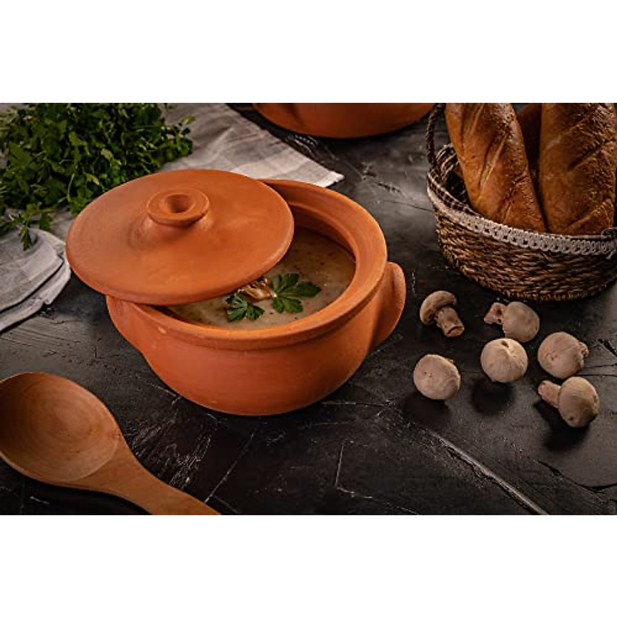 LUKSYOL Handmade Moroccan Clay Pots with Lids | Versatile Cookware Set for Authentic Cooking | Terracotta & Safe