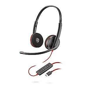 Plantronics Blackwire C3210 Headset Noise Cancelling Soundguard and Flexible Microphone Arm - Black