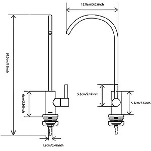 WANJINLI Drinking Water Faucet, Lead-Free Kitchen Water Filter Faucet Fits Reverse Osmosis and Water Filtration Systems in Non-Air Gap, SUS304 Stainless Steel Brushed Nickel Finish