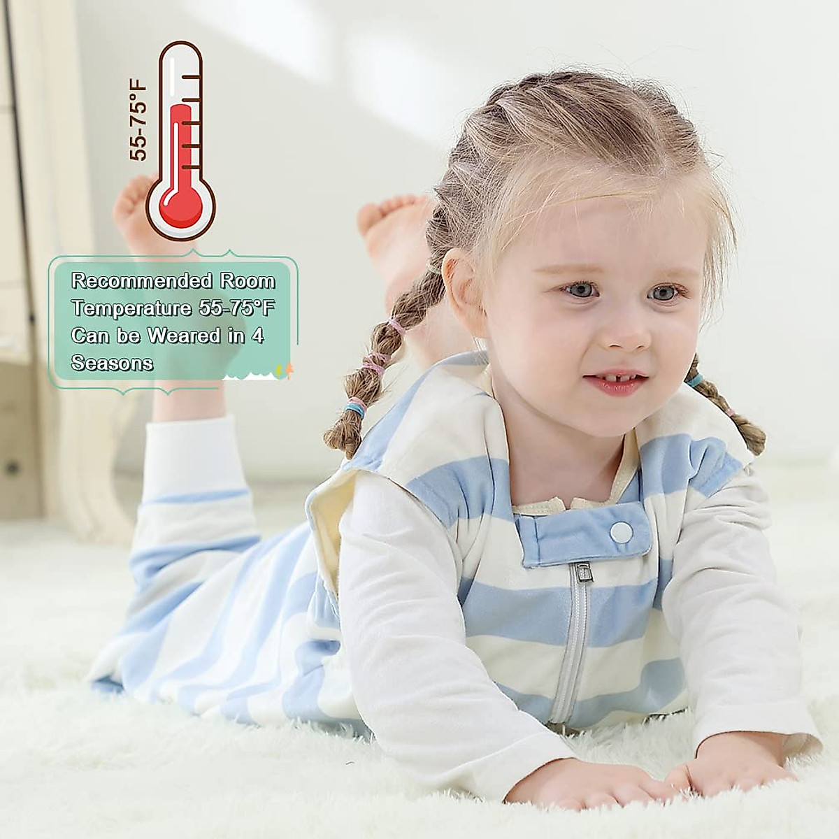 MICHLEY Unisex Baby Wearable Blanket Autumn Winter Toddler Sleeveless Sleeping Bag with Feet,Huanxiong,3-5T