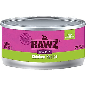 Rawz Natural Premium Canned Cat Wet Food Shredded -12 Pack Chicken Variety Bundle - 4 Flavors - (Chicken & Duck, Chicken & Liver, Chicken & Pumpkin, Chicken) with Hotspot Pets Food Bowl - (3oz Cans)