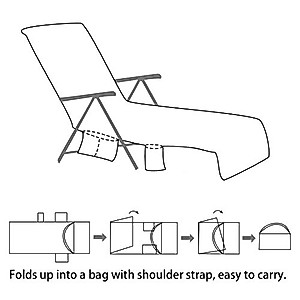 Pool Chair Cover with Pockets, Portable Sun Lounger Beach Chair Towel Cover