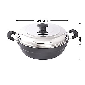 KSJONE All-in-One Hard Anodized Big Size Multi Purpose Idli Cooker and Steamer with Multi Kadai and 5 Plates 2 Idli Plates | 2 Dhokla | 1 Patra Plate