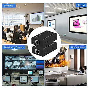 HDMI Extender 164ft/50M 1080P@60Hz 3D HDMI Repeater (TX and RX) RJ45 to HDMI Converter Transfer Single by Cat5e/Cat6/Cat7/Cat8 Cable with 5V Power Adapter, Black