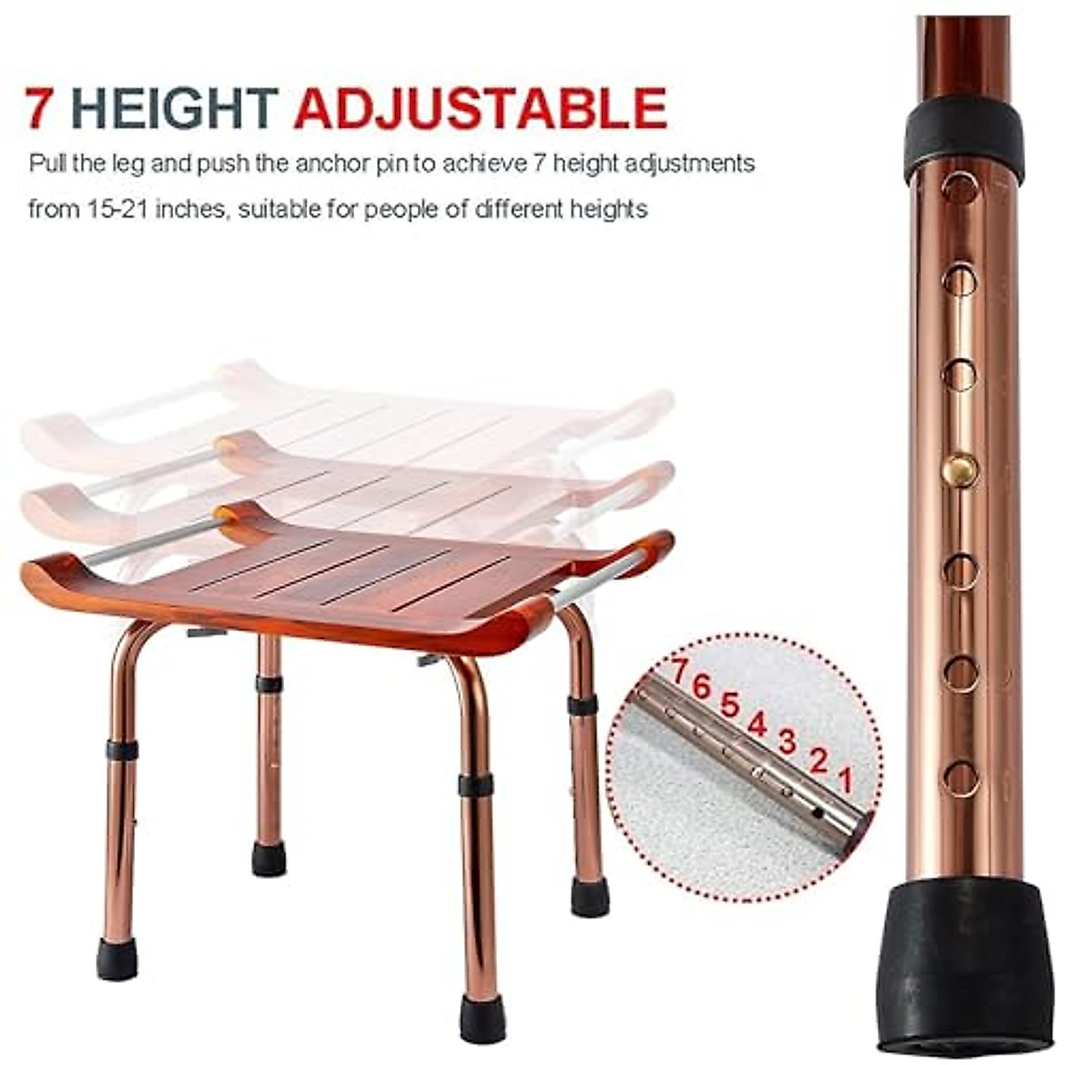 oiakus Bath Shower Seat, Teak Shower Chair Spa Shower Chair, Wooden Bathtub Shower Bench, Bath Chair with Non-Slip Feet, Shower Stool for Inside Shower, Supports 330lbs