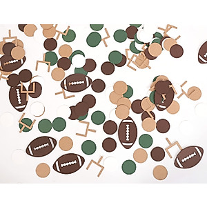 210 Pieces Football Party Table Confetti - First Year Dow，Baby Shower Sport Game Day Party Supplies，Superbowl Party Decorations，First Touch Down，Baby Boy，Brown Olive，First Year Down Football Birthday