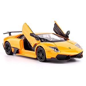 TGRCM-CZ 1/36 Scale Murcielago LP670-4 Casting Car Model, Zinc Alloy Toy Car for Kids, Pull Back Vehicles Toy Car for Toddlers Kids Boys Girls Gift (Yellow)