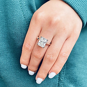 Jolics 925 Sterling Silver Radiant Cut 8 * 10mm 4 Carat Simulated Diamond Engagement Ring For Women Size 5-10 (9)