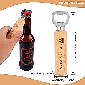32 Pieces Groomsmen Proposal Box Set of 8 Groomsmen Box 8x8x4 inch With 8 Will You Be My Groomsman Labels and 8 Cards 8 Bartender Wooden Bottle Opener Beer Wine Cap Opener（7 Groomsmen, 1 Best Men ）