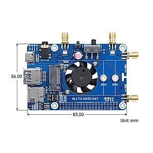 Coolwell SIM8202G-M2 5G HAT for Raspberry Pi/Ardui, Quad Antennas Support 5G NSA and SA Networking, 5G/4G/3G Compatible, Multi-Mode & Multi-Band