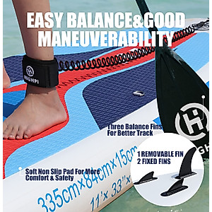 HIGHPI Inflatable Paddle Boards, 11'x33''x6'' SUP for Adults&Youth, Stand Up Paddle Boards with Accessories, Anti-Slip Deck, Stable Durable Lightweight, Suitable for Yoga Fishing Traveling