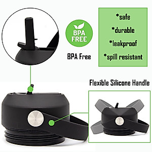 GrliTra Straw Lid for Yeti Rambler Bottle Fits 18/26/36/64 oz Bottles, Flexible Handle Straw Cap with 2 Straws and 1 Brush, Replacement Cap for Yeti 18oz 26oz 36oz 64oz Rambler Water Bottle Straw Cap