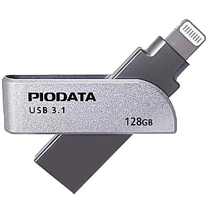 PioData iXflash 128GB iPhone iPad Flash Drive USB Type A and Apple MFi Certified Lightning Connector, Photo Stick for iPhone, iPhone External Storage, iPhone USB, iPhone Backup Flash Drive