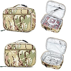 Wraifa Boys Backpack With Lunch Box Waterproof Kids School Bag Outdoor Travel Camping Daypack Camo Backpack for Boys Rucksack(Amy Green With Lunch Box, Small)