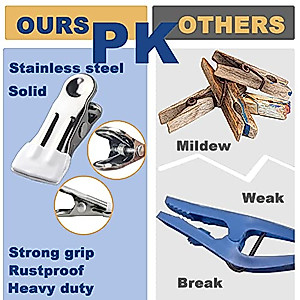 30 Pack Heavy Duty Clothes Pins for Hanging Clothes,Stainless Steel Strong Clips for Clothes,Crafts,Beach Towel,Sock,Fabric,Utility Clips Drying Pegs Clamp for Outdoor Clothesline Clips (White)