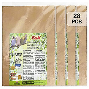 S&X Gravel Paper for Bird Cages - 17" x 11" Heavy Backing Paper, 4 x 7-Pack, 28 Sand Sheets