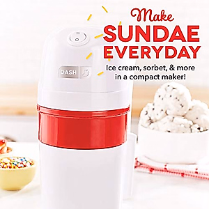 Dash My Pint Electric Ice Cream Maker Machine, 0.4qt-White & DMW001RD Mini Maker for Individual Waffles, Hash Browns, Keto Chaffles with Easy to Clean, Non-Stick Surfaces, 4 Inch, Red