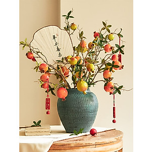 Smalldu Artificial Fall Flowers 5Pcs Pomegranate Branchs 30.7 inch for Home Decor Indoor (Not Include Vase)