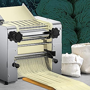 Commercial Pasta Maker Machine - 2200W Automatic Electric Dumpling Noodle Machine, Multifunctional Noodle Pasta Spaghetti Dough Roller Press for Wonton, Buns (Wide Noodle Blade 2mm)