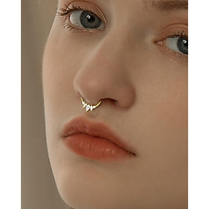 COCHARM 14K Gold Septum Rings 14K Yellow Gold Septum Piercing Jewelry 16g Septum Clicker 14kt Real Gold Daith Earrings Solid Gold Daith Piercing 8mm 14K Gold Daith Jewelry for Women Men