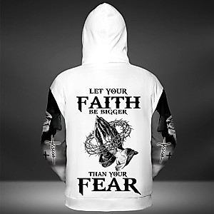Generic,Lion Jesus Let Your Faith Be Bigger Than Your Fear Hoodie 3D,Multicolored,Large